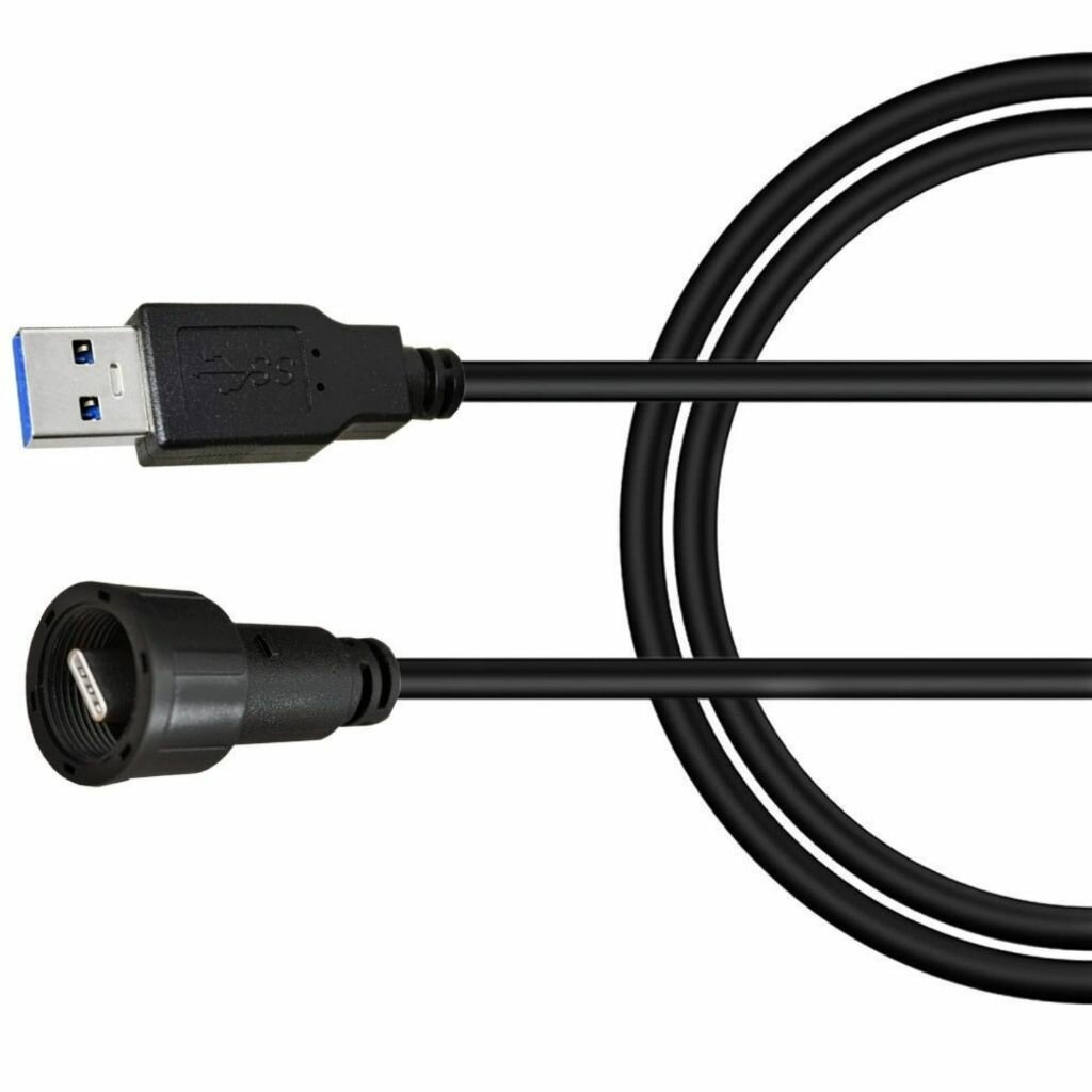 Кабель с водонепроницаемой и пылезащитной крышкой с наружной резьбой USB3.0 revolution Type C-30 см