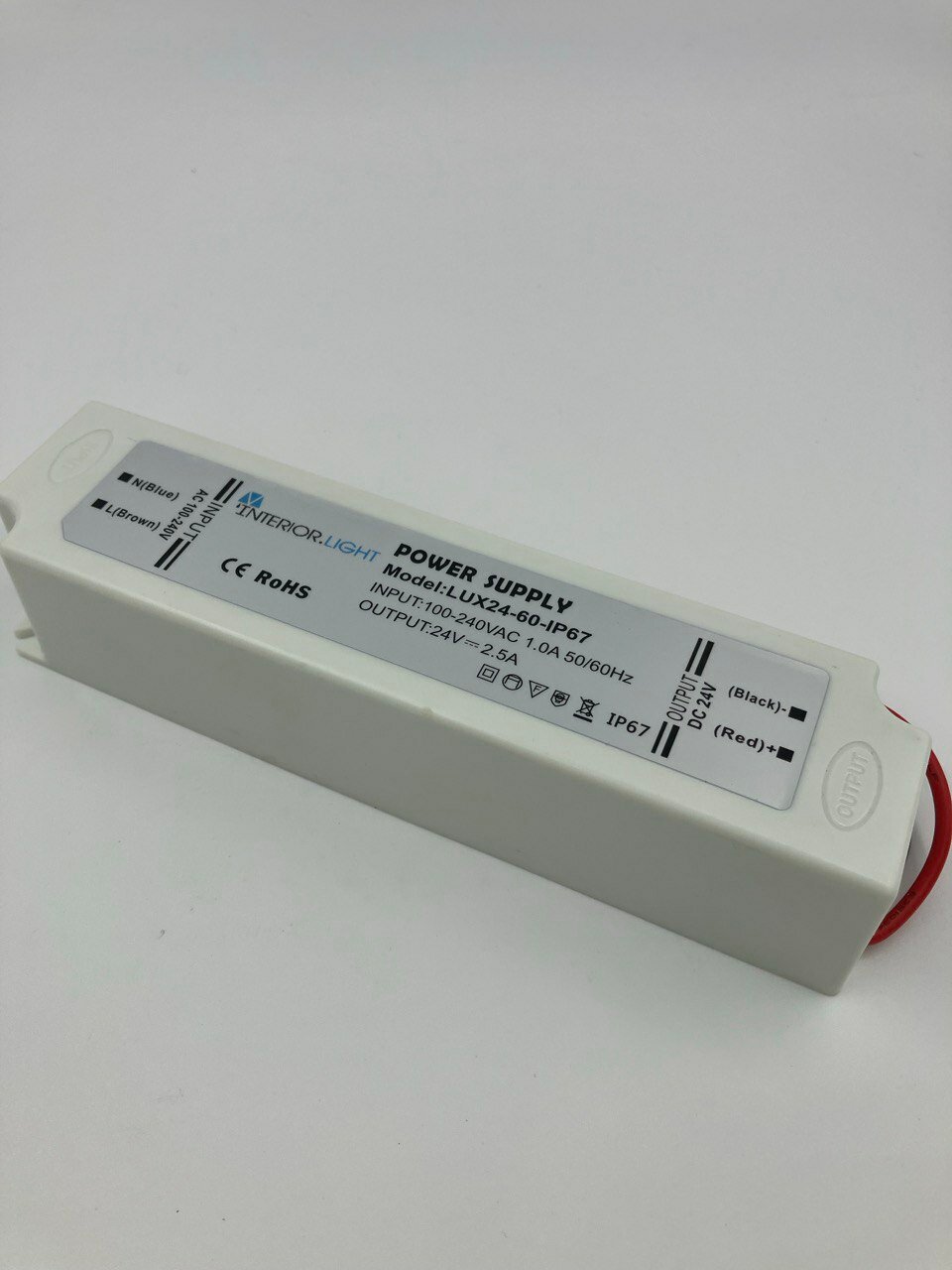 Блок питания для светодиодной ленты влагозащищенный Interiorlight LUX24-60-ip67, 60W, 24v
