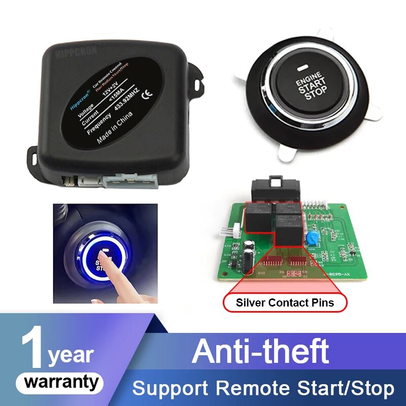 Hippcron Автомобильная сигнализация Пуск Стоп Кнопка двигателя RFID Система бесключевого доступа Кнопка стартера Стоп Авто