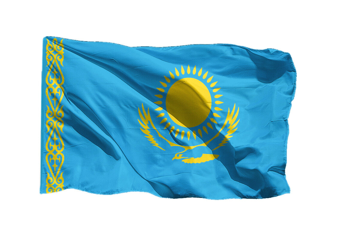 Флаг Казахстана на флажной сетке, 70х105 см - для флагштока