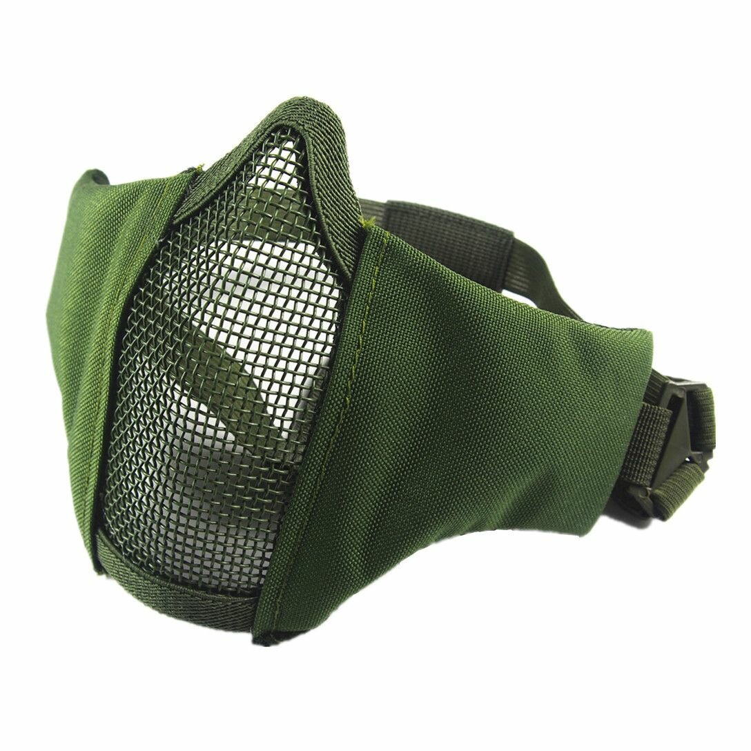 Маска для страйкбола из сетки и ткани, оливковая