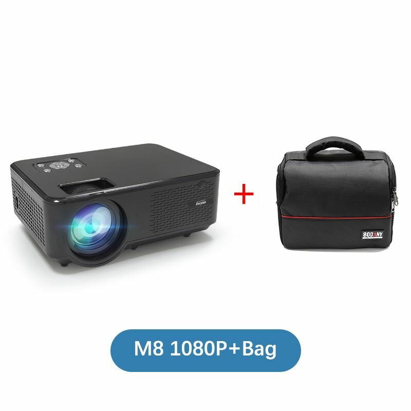 Проектор everycom m8 1080p мини-светодиодный для домашнего кинотеатра full hd 5500 люмен 5g wifi многоэкранный смартфон с жк-дисплеем pico movie