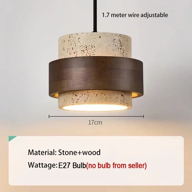 Винтажная каменная подвесная люстра TAONUANSHU орехового цвета, no bulb, D17cm Walnut