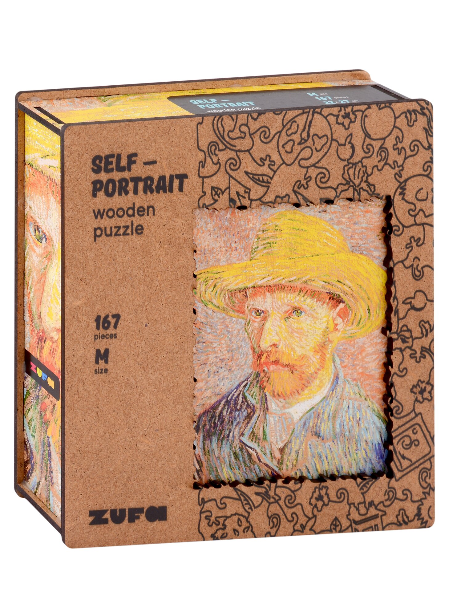Деревянный пазл с двухслойной крышкой Автопортрет Ван Гог М, 167 деталей