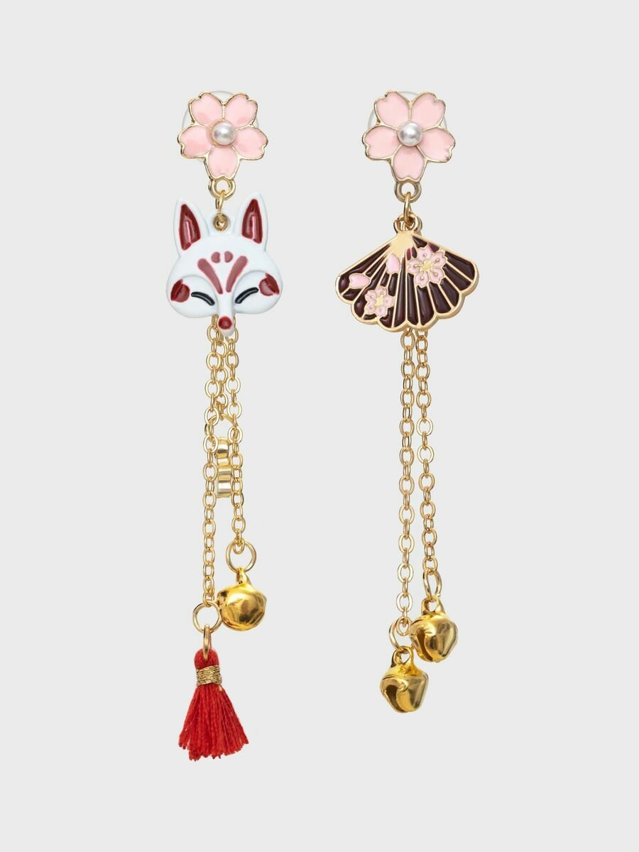 Серьги непарные, эмаль, жемчуг имитация, акрил