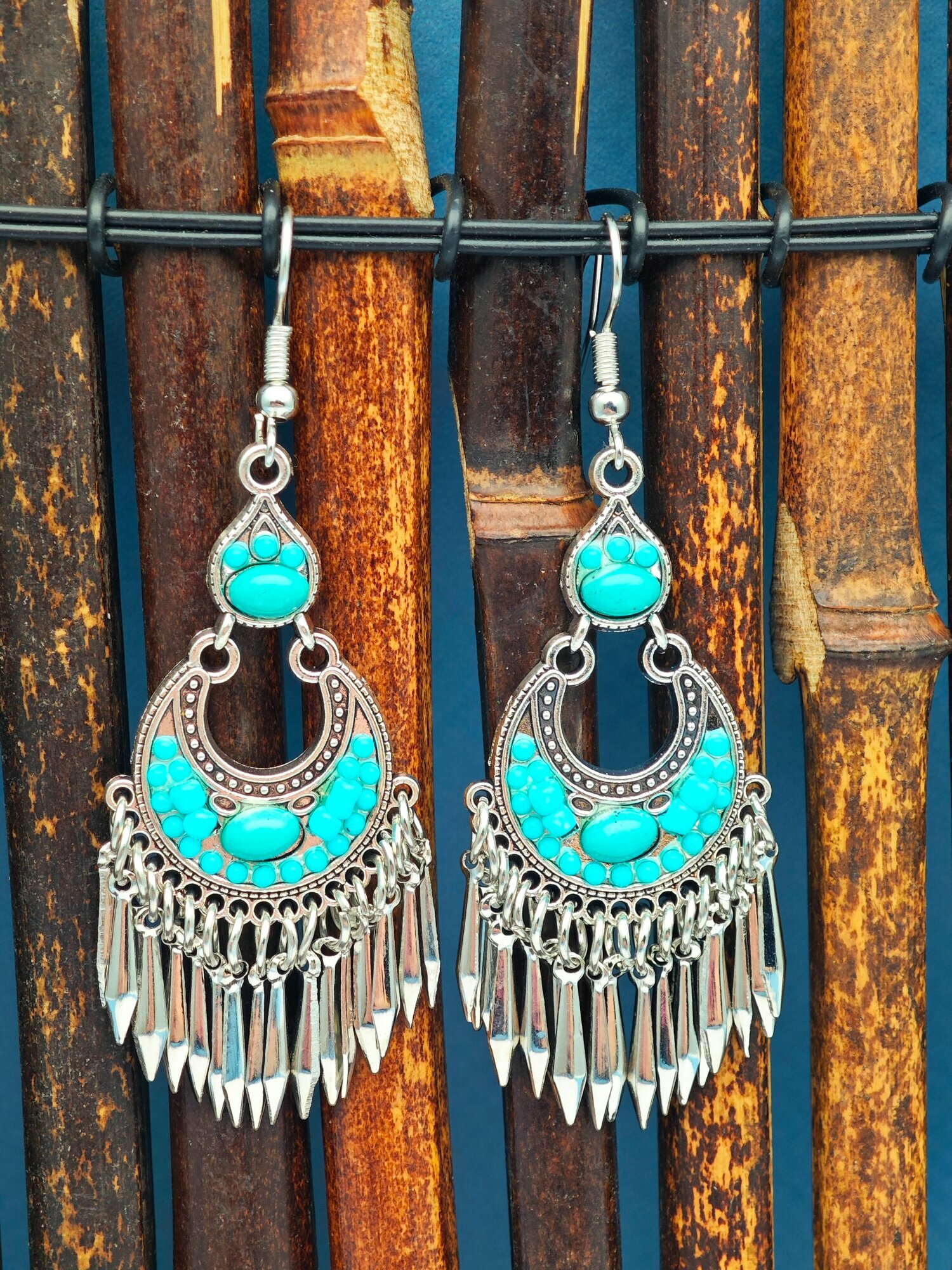 Серьги be self true, эмаль, бирюза синтетическая