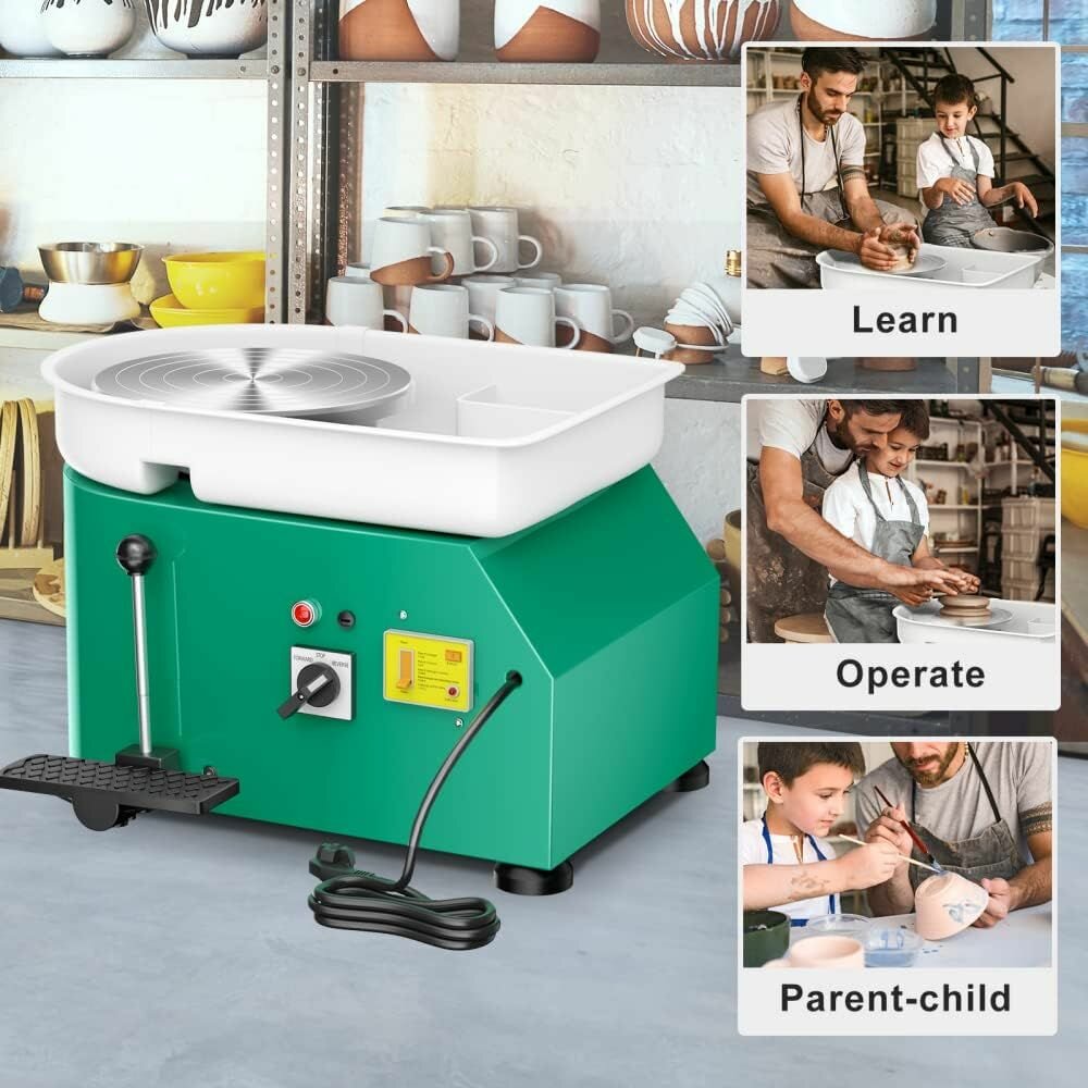 Гончарный круг, 350 Вт, регулируемая скорость вращения от 0 до 300 об /мин, ножная педаль, съемная чаша из ABS, с 14 инструментами для резьбы
