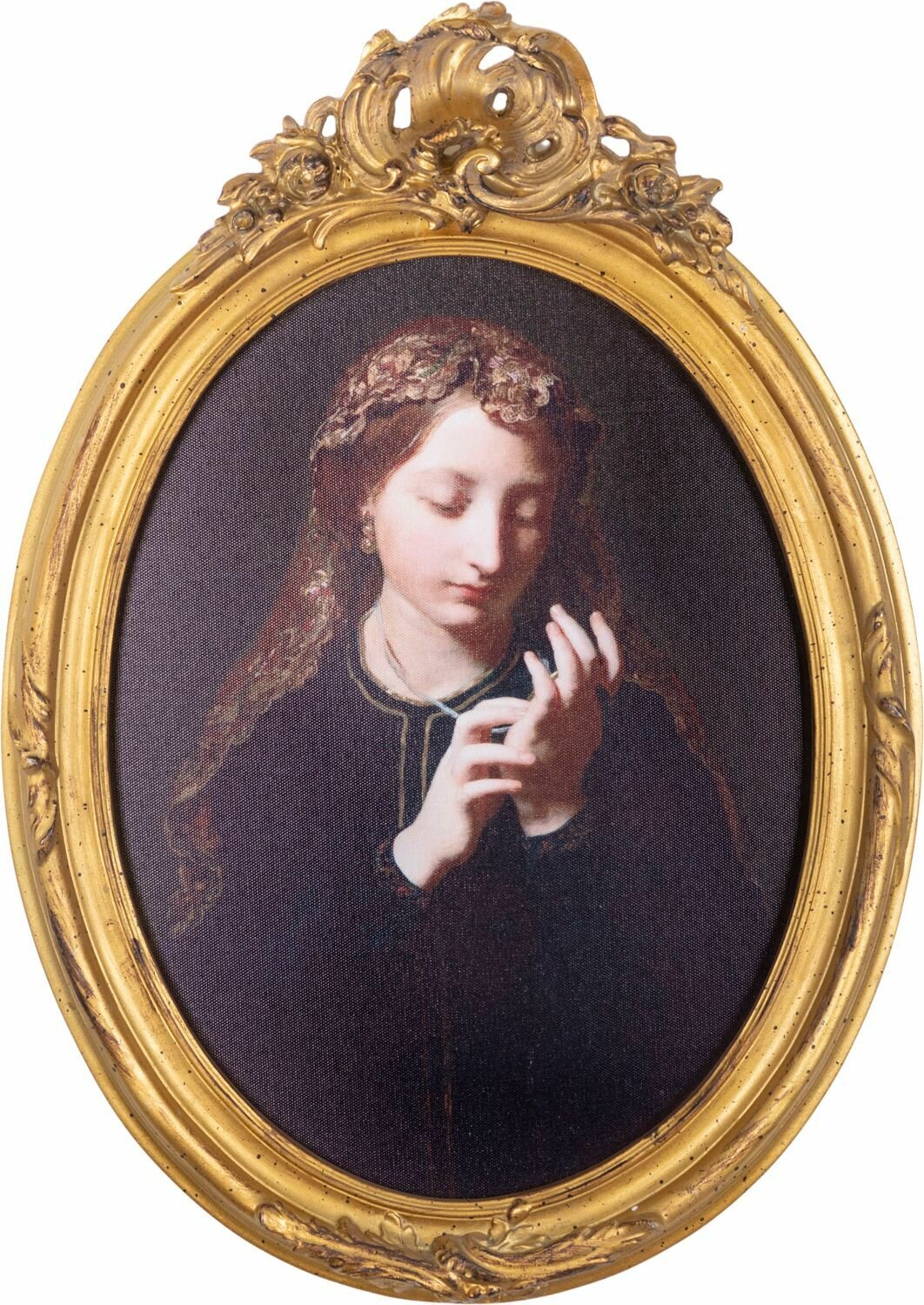 Картина настенная Девушка, под старину, масло 37х7х52см