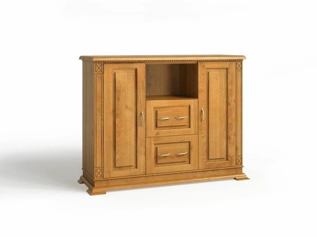 Комод Верди №140, из Массива сосны, 2 ящ, 130х45х100 см, классический орех 2