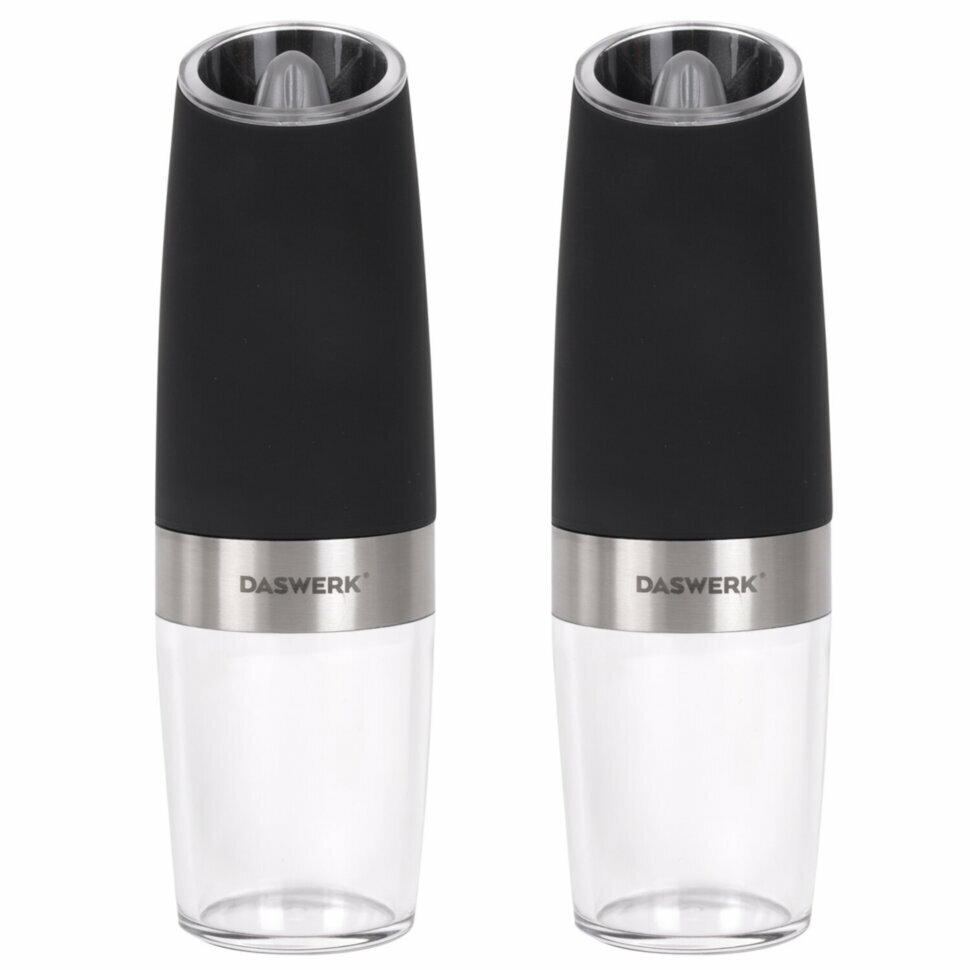 Набор гравитационных мельниц для соли и специй, электрические, 2 шт, PM-6, DASWERK (дасверк), 456624, 456624