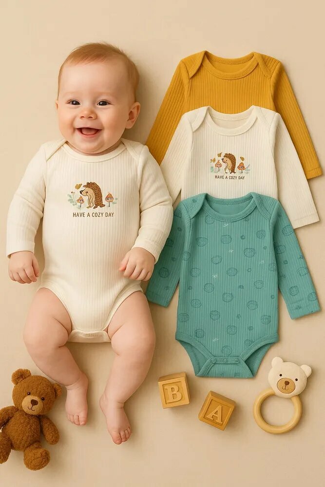 Боди для малышей, комплект из 3 шт.