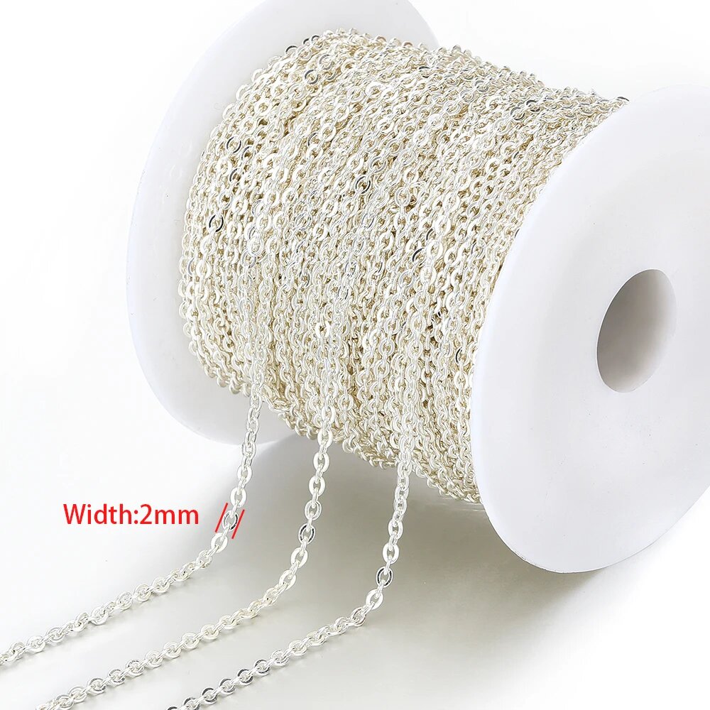 Leyoor Кубинская цепочка из нержавеющей стали 2 метра Белый, silver color 2mm