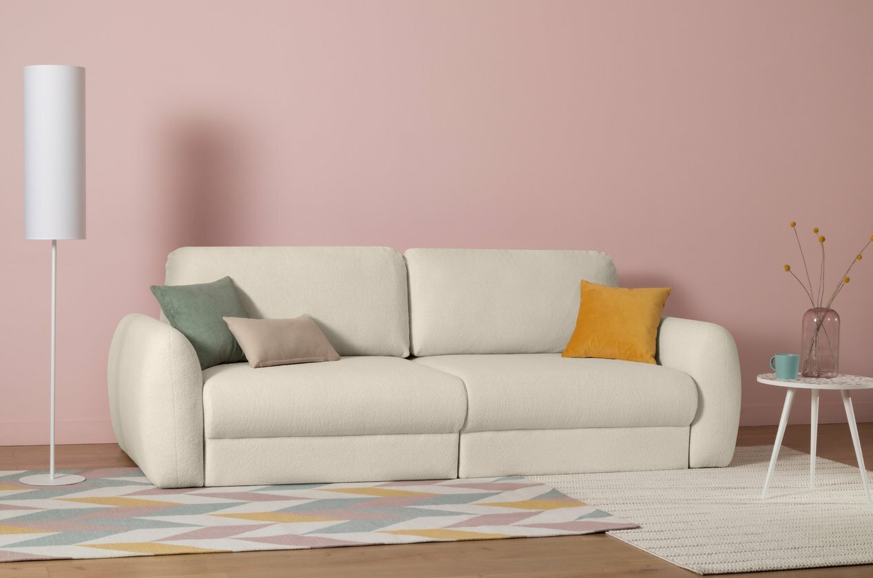 Раскладной диван-кровать Divan.ru Биани Мех Светлый 246х120х85 см, спальное место 200х159 см, искусственный мех, Светлый