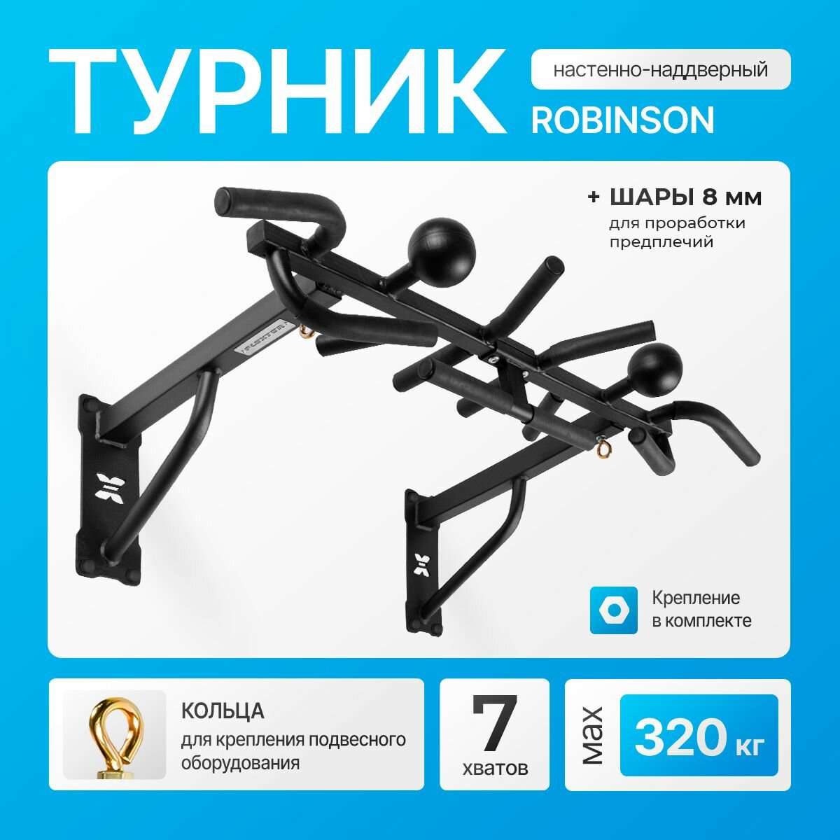 Турник настенный-наддверный ROBINSON 7 хватов