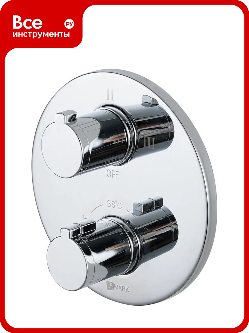 Смеситель термостатический для ванны и душа встраиваемый Lemark Йети с 3-функц. дивертором, без аксессуар LM7828C