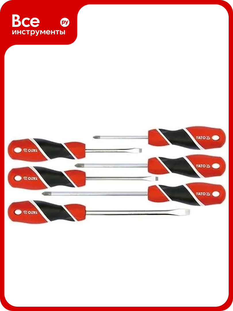 Набор отвёрток YATO 6 предметов YT-25977, Предназначен для работ с резьбовыми соединениями в процессе ремонта и монтажа
