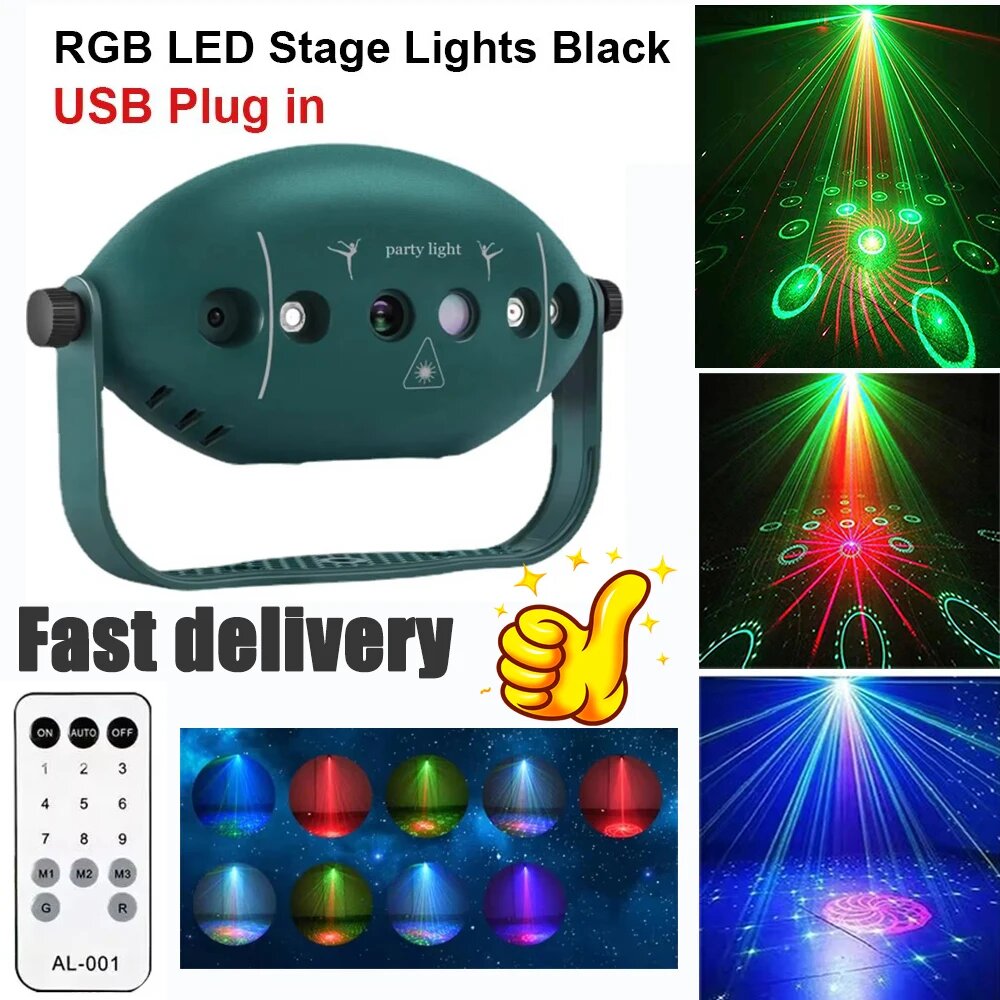 RGB LED Сценический светильник USB, зеленый