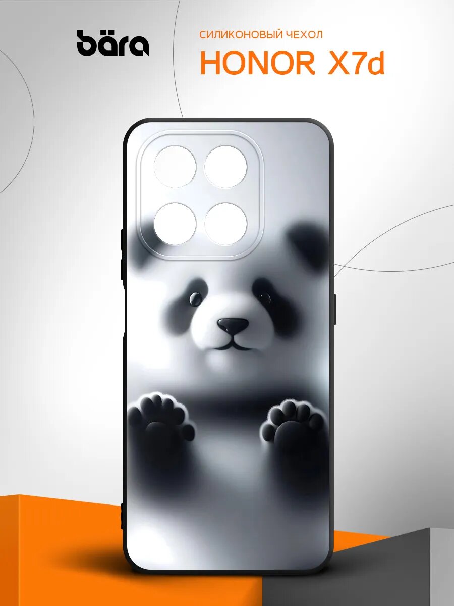 Чехол на Honor X7d / Хонор Х7д накладка, черный, силиконовый с картинкой