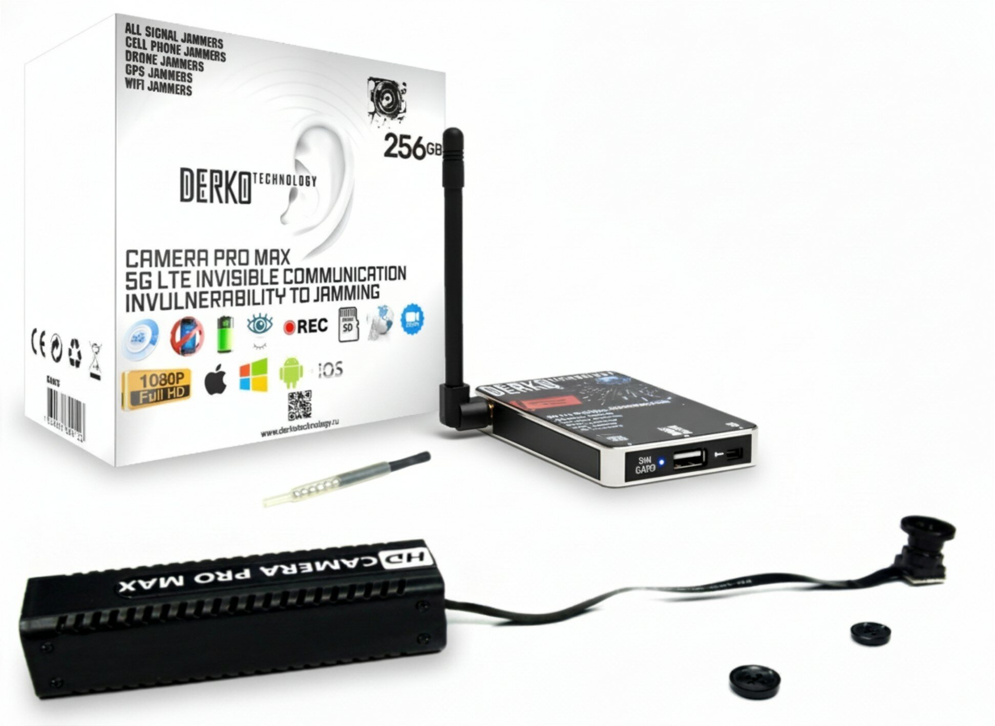 Система обхода глушилок 5G/LTE с микрокамерой 16MP Full HD 10x zoom и микронаушник магнит Sphere 2 мм