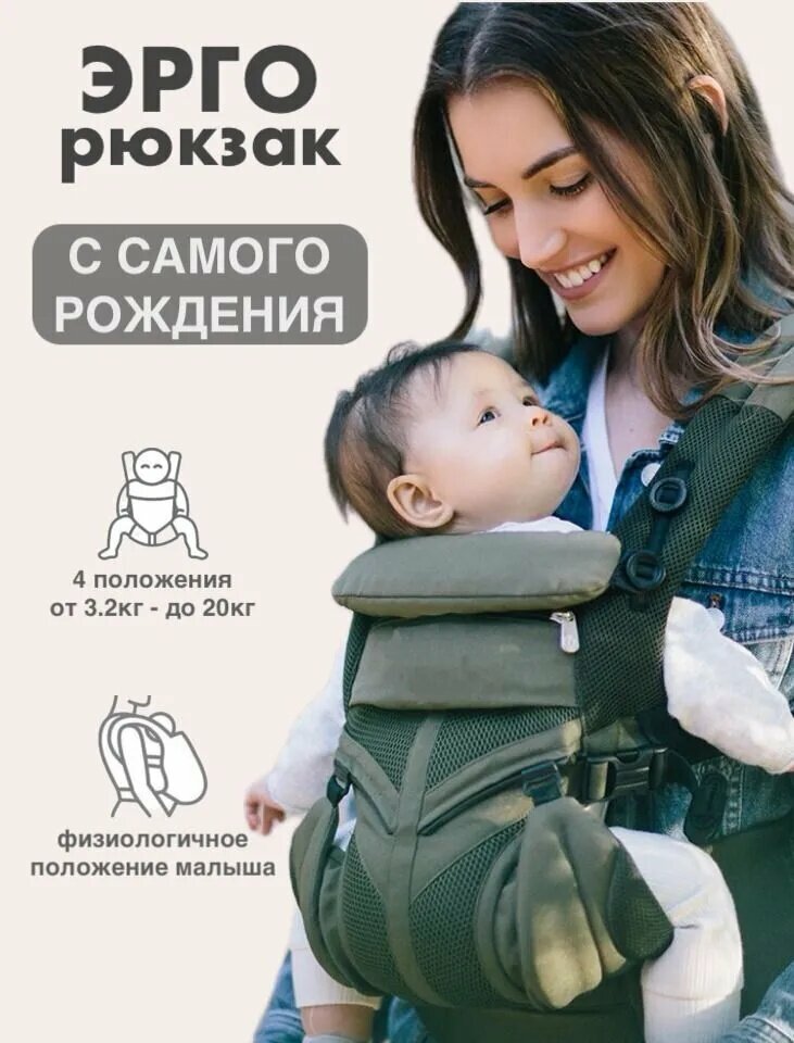 Эргорюкзак кенгуру для новорожденных эргомир Омни 360 слинг переноска