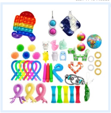 Фиджет-игрушки, 43 шт. Набор для снятия стресса и тревоги, сенсорные игрушки для детей и взрослых, игрушки для аутистов и сдвг, мраморные сетчатые пузырьковые попперы, трубки, фиджет-бокс для подарков на день рождения и награды в классе.