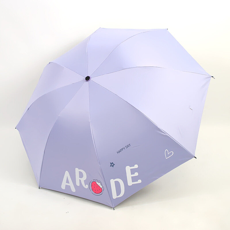 Зонт "Happy Time", складной, с фруктами, от солнца и дождя, ручной, фиолетовый