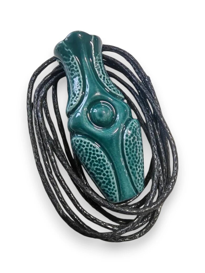 Аромакулон керамический со шнурком сине-зелёный кувшинчик узкий, плоский, 1 шт.