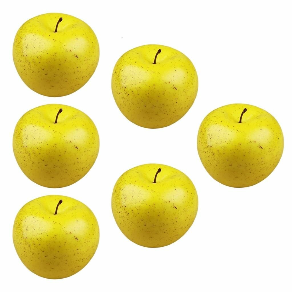 6 штук искусственных фруктов из пенопласта, - желтое яблоко