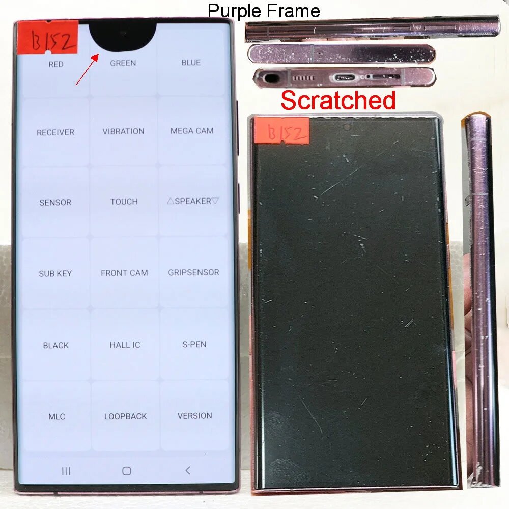 Для Samsung Galaxy S22 Ultra 5G ЖК-дисплей SM-S908 S908F S908U S908N AMOLED Purple Frame B152