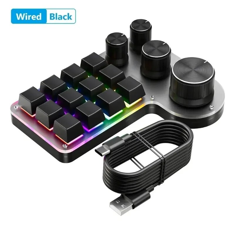 Программируемая макро-клавиатура RGB 12 клавиш механическая Black USB -12 key
