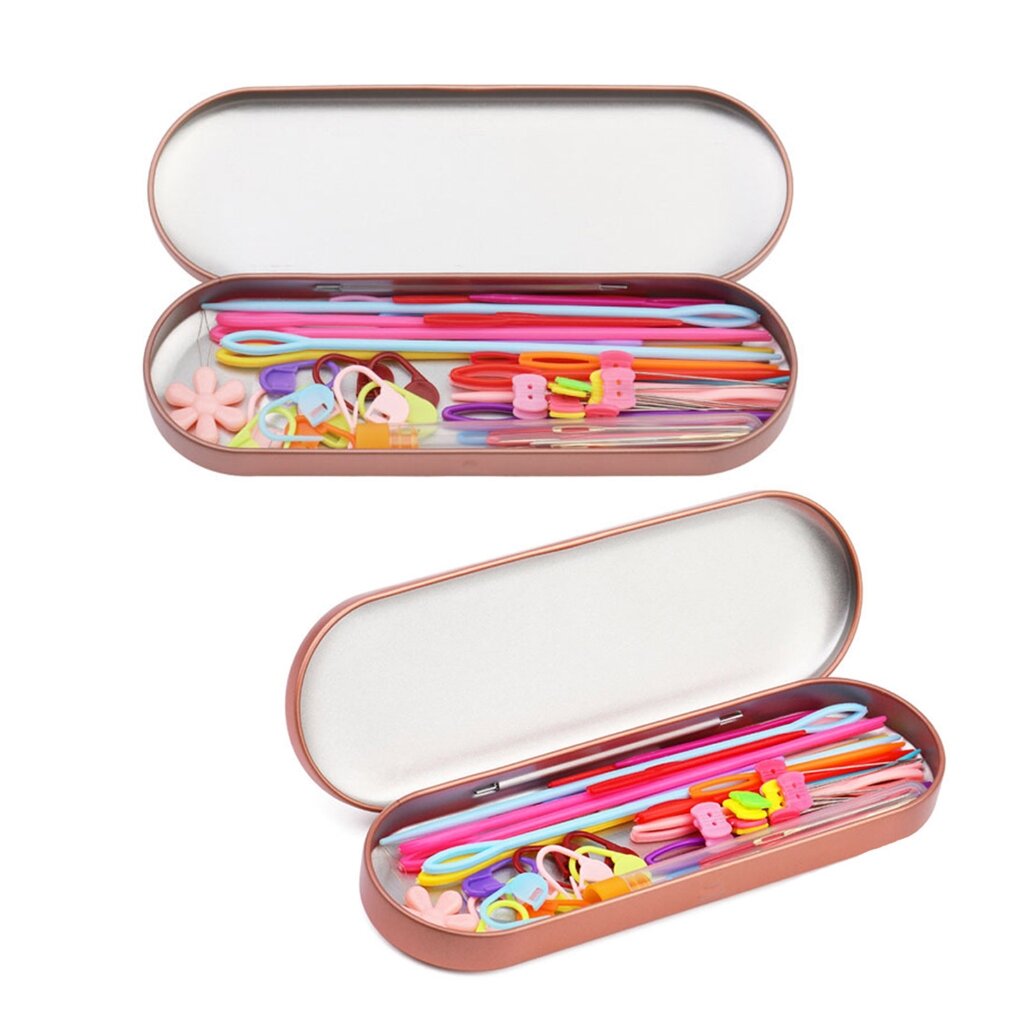 118шт Большой Глаз Вязальная Игла Пряжа Игла Шерстяная Игла С Загнутым Наконечником Гобеленовая Игла Швейная Булавка Маркер для Шитья с Футляром