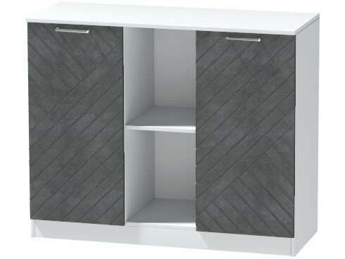 Комод с вместительными секциями для хранения, Белый/Бетон графит