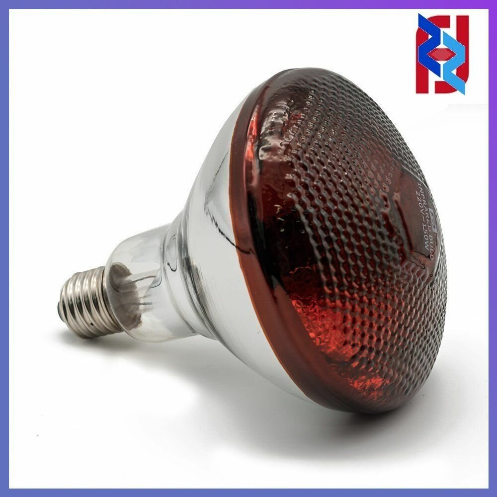 Цао Лампа инфракрасная для обогрева кур, щенков, цыплят, свиней, курятника, брудера/ Лампочка галогенная для животных, растений и теплиц 250Вт Е27 - 1 шт