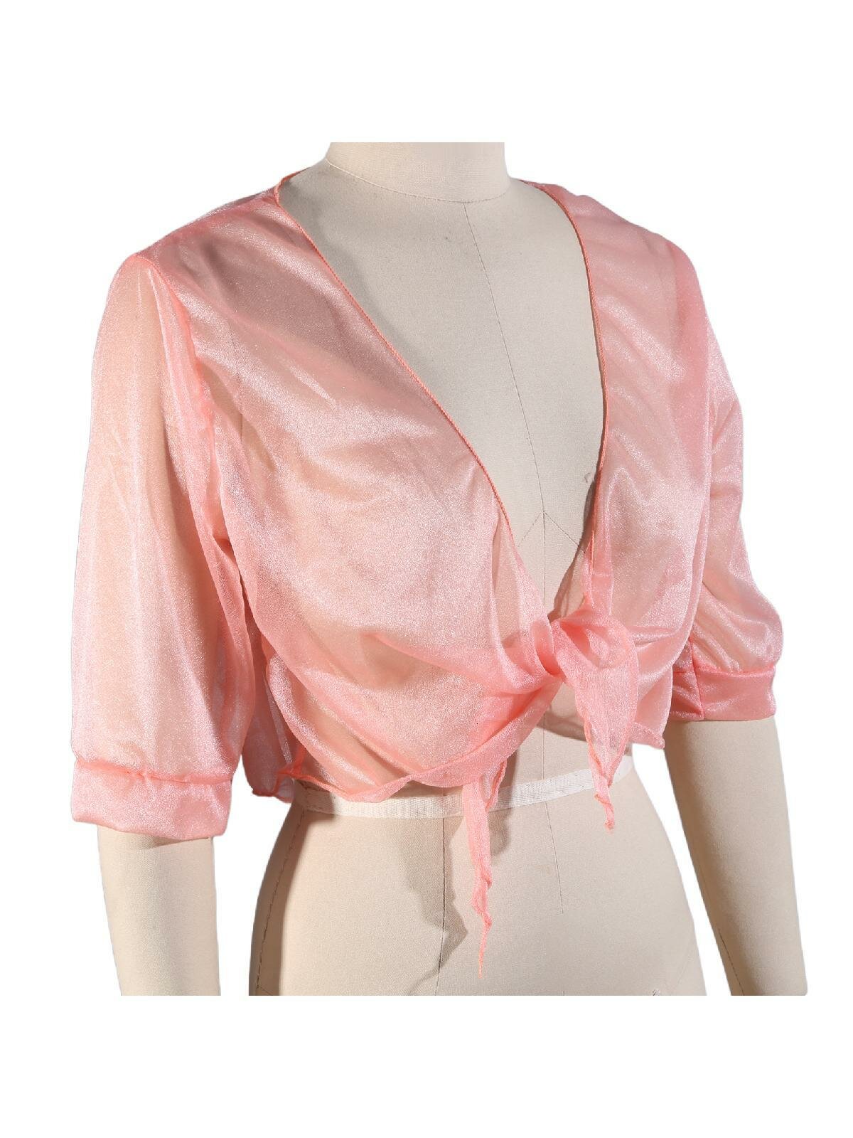 Женский короткий болеро с прозрачными вставками, Розовый