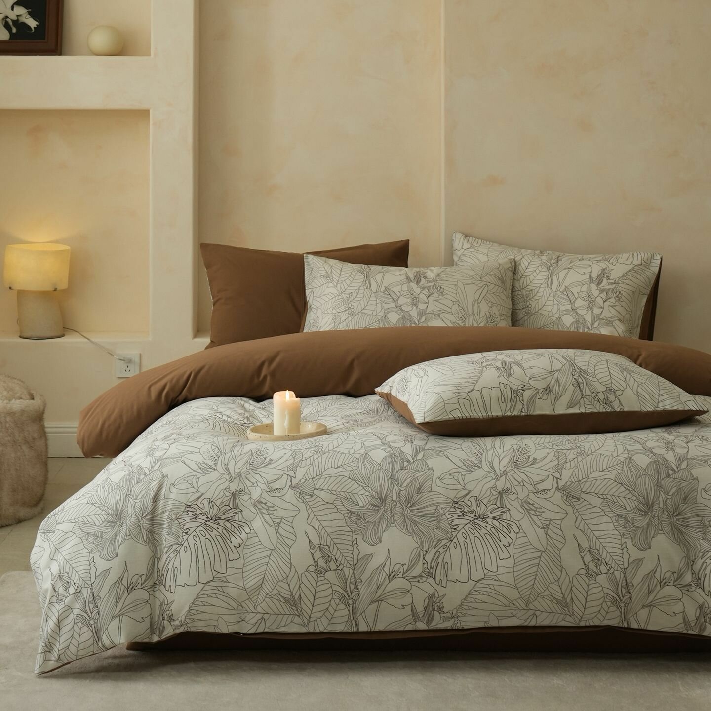 Комплект постельного белья из трех-четырех предметов, утолщенный, из 100% хлопка с начесом, класс А, подходит для сна без одежды, включающий пододеяльник и простыню, оптовая продажа постельного белья Nantong Home Textile.