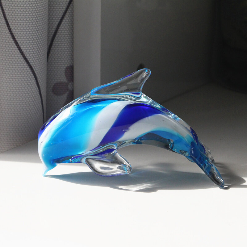 Милый стеклянный декоративный дельфин, украшение для комнаты в морском стиле, сувенирный подарок.