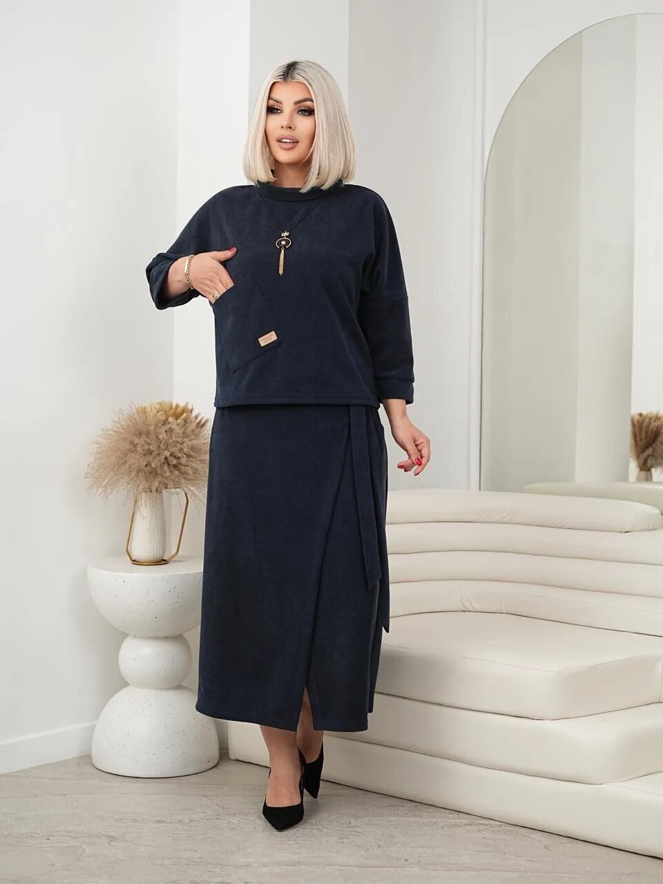 Комплект одежды Костюм с юбкой Темми Тесла терракот/синий/морская волна