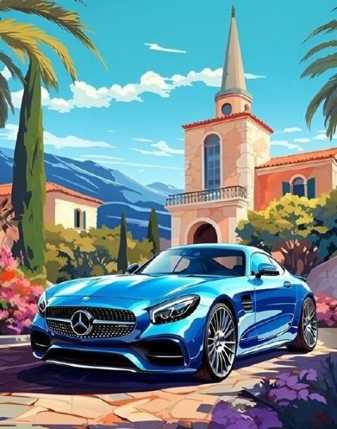 Алмазная Мозаика "спортивная машина" 30х40 Алмазная Вышивка / Картина Стразами, Полная Выкладка