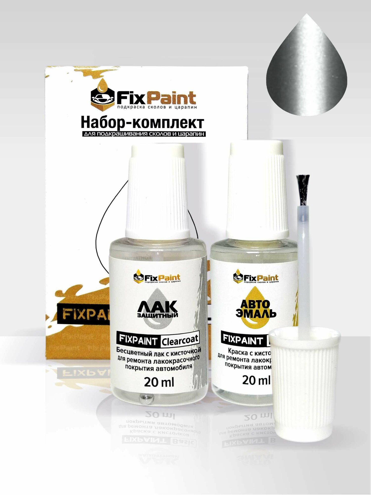 Подкраска HONDA MOTOR, код NHA30M, NH-A30M цвет Digital Silver, набор FixPaint Double, краска и лак для подкраски сколов и царапин