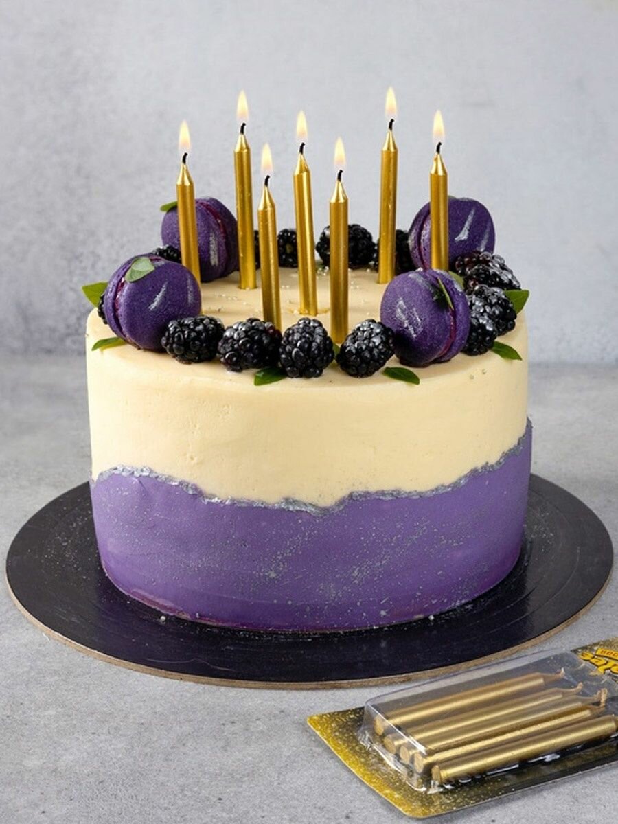 Свечи Riota "Золото", парафиновые, для торта, прямоугольные, 8 см, набор 12 свечей