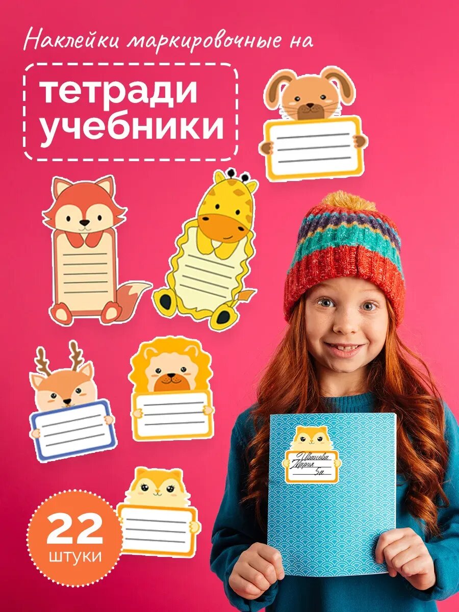Наклейки маркировочные на тетради и учебники 22 штуки