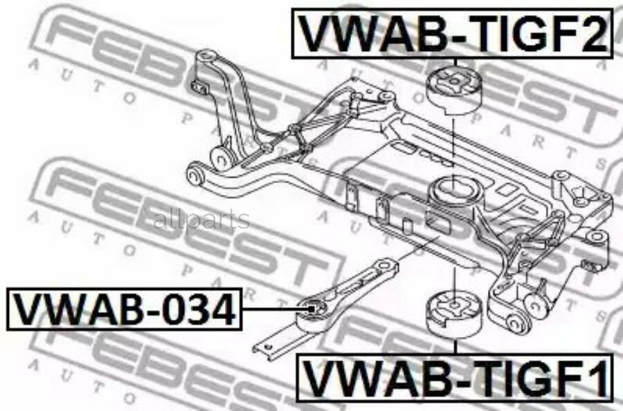 FEBEST VWAB-034 сайлентблок задней подушки двигателя AUDI A3/S3/SPORTB./LIM./QU. 2005-2013 [USA]