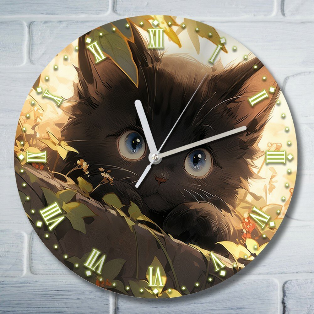 Настенные часы УФ "цветы котик (милота, природа, эстетика) - 10114"