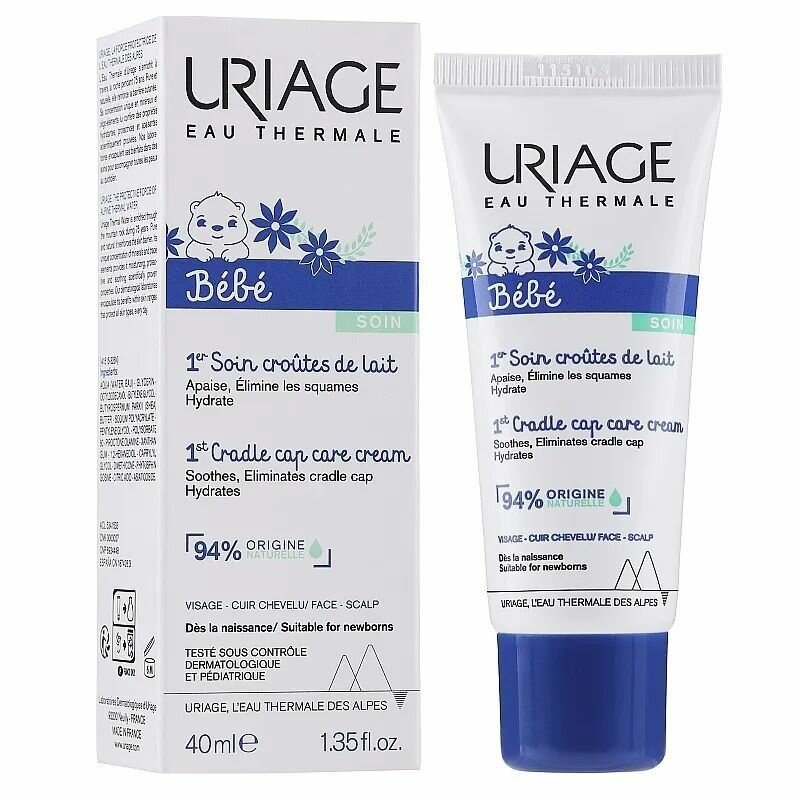 URIAGE Крем для волос от молочных корочек для новорожденных Bebe 1st Cradle Cap Care Cream