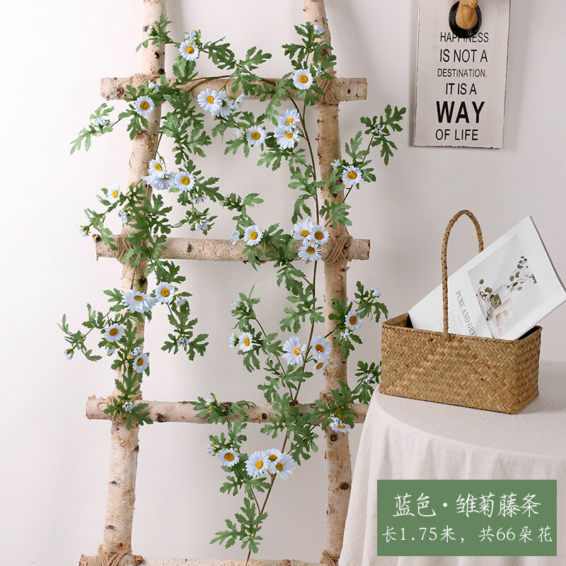 Искусственная гирлянда из ромашек, маленькая гирлянда из подсолнухов, искусственная цветочная гирлянда для украшения труб кондиционера в гостиной и оконных экранов в помещении.