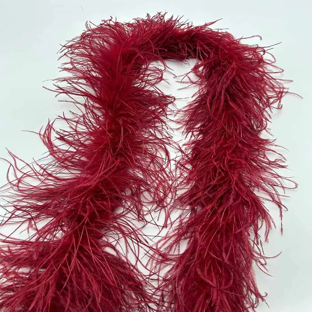 Страусиные перья белая boa 2 метра ChengBright Розовый, Wine red