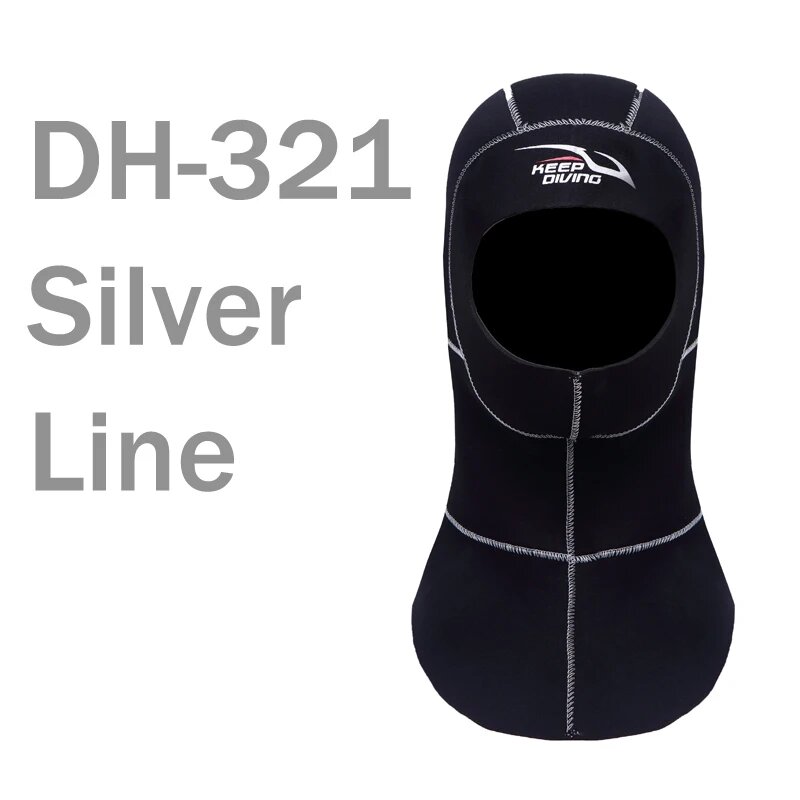 Keet DIVING неопреновый капюшон DH-321 черный 3 мм Серебряный, KEEP DIVING Silver, L