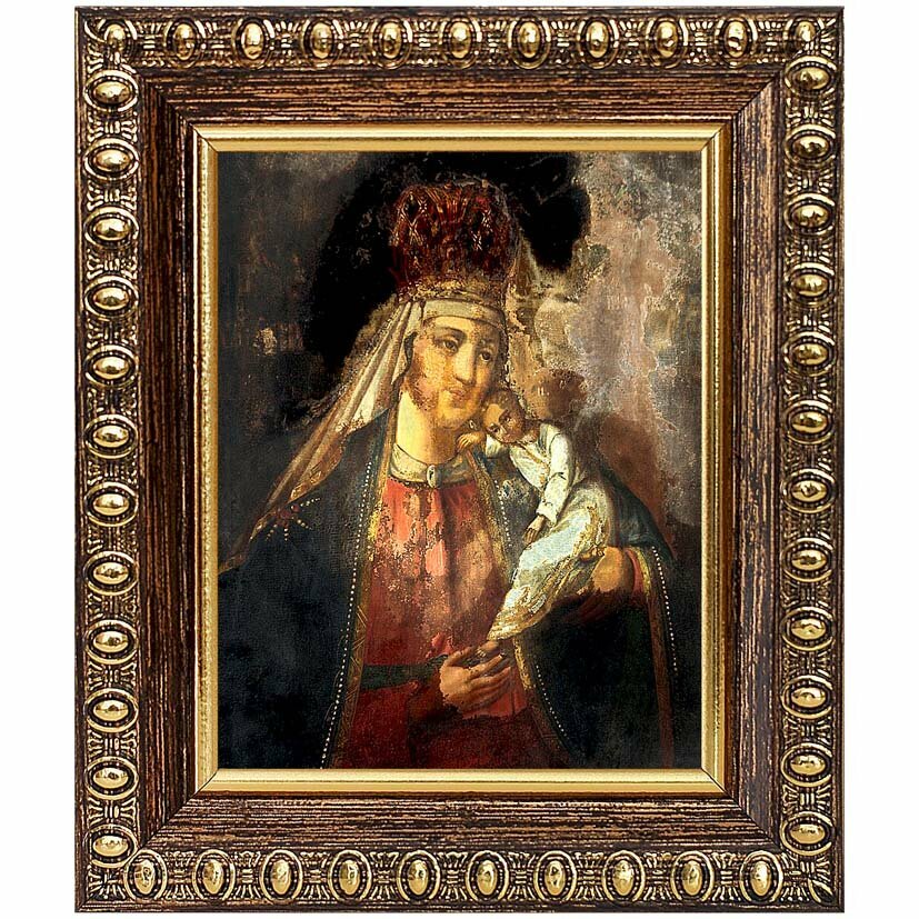 Икона Божией Матери "Избавление от бед страждущих" (лик № 141), в темной пластиковой рамке 8,5*10 см