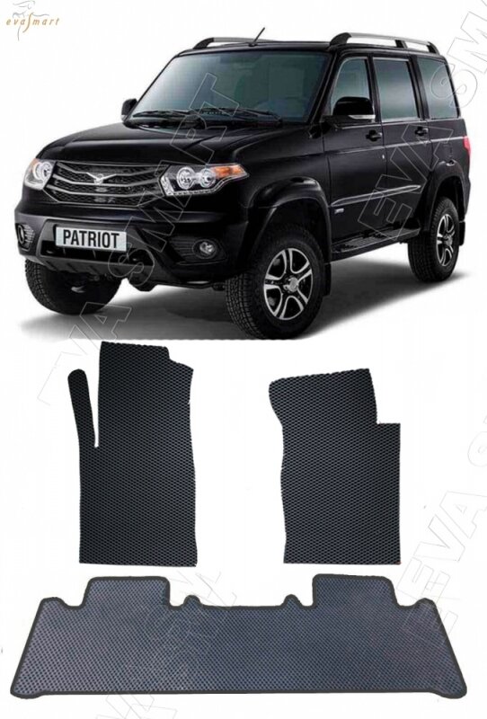 Ева коврики UAZ Patriot (норма) 2014 -/ Ева ЭВА сота/ цвет Серый c черной окантовкой / EVA Smart / коврики в салон автомобиля UAZ