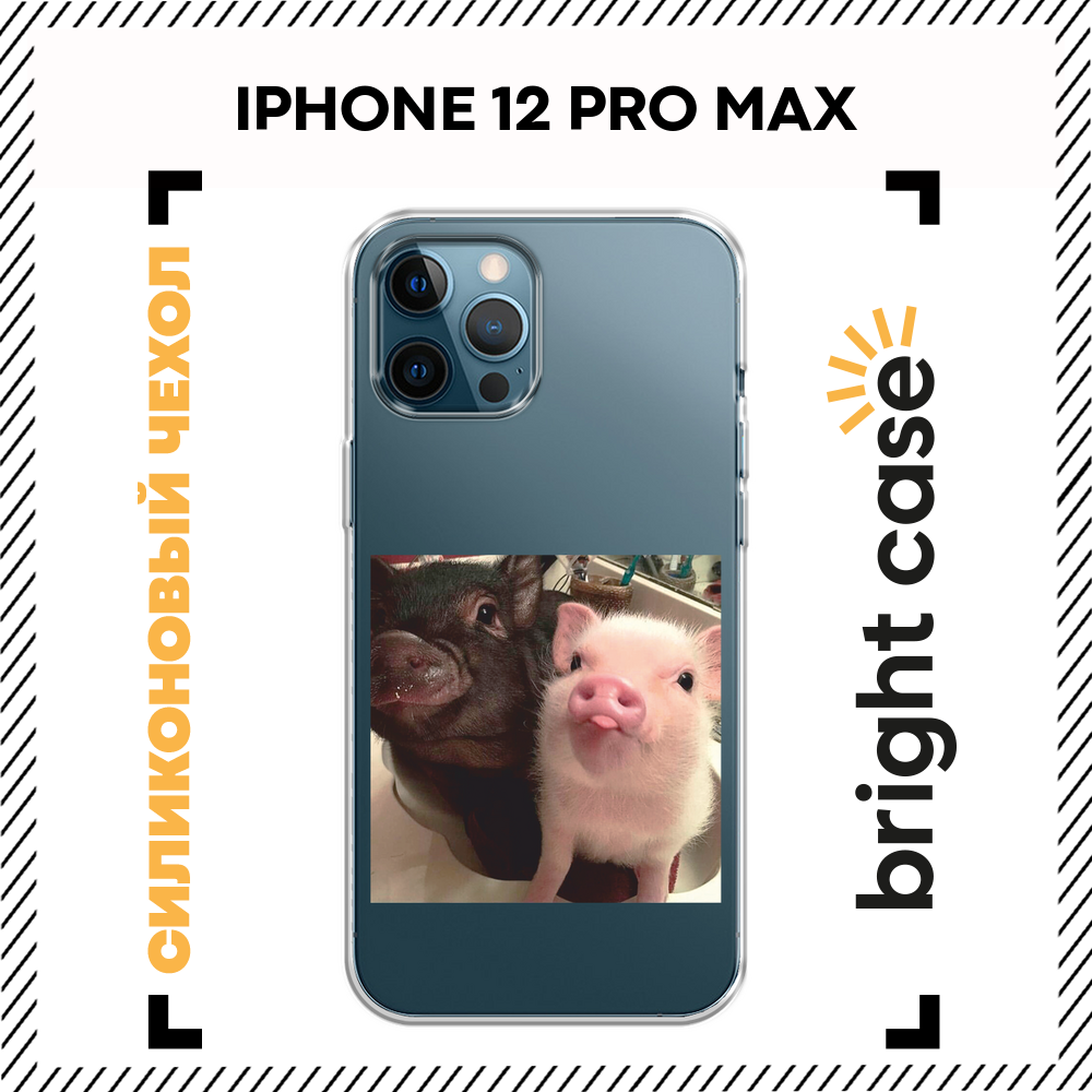 Чехол на Apple iPhone 12 Pro Max / Айфон 12 Про Макс с принтом Два поросенка, прозрачный